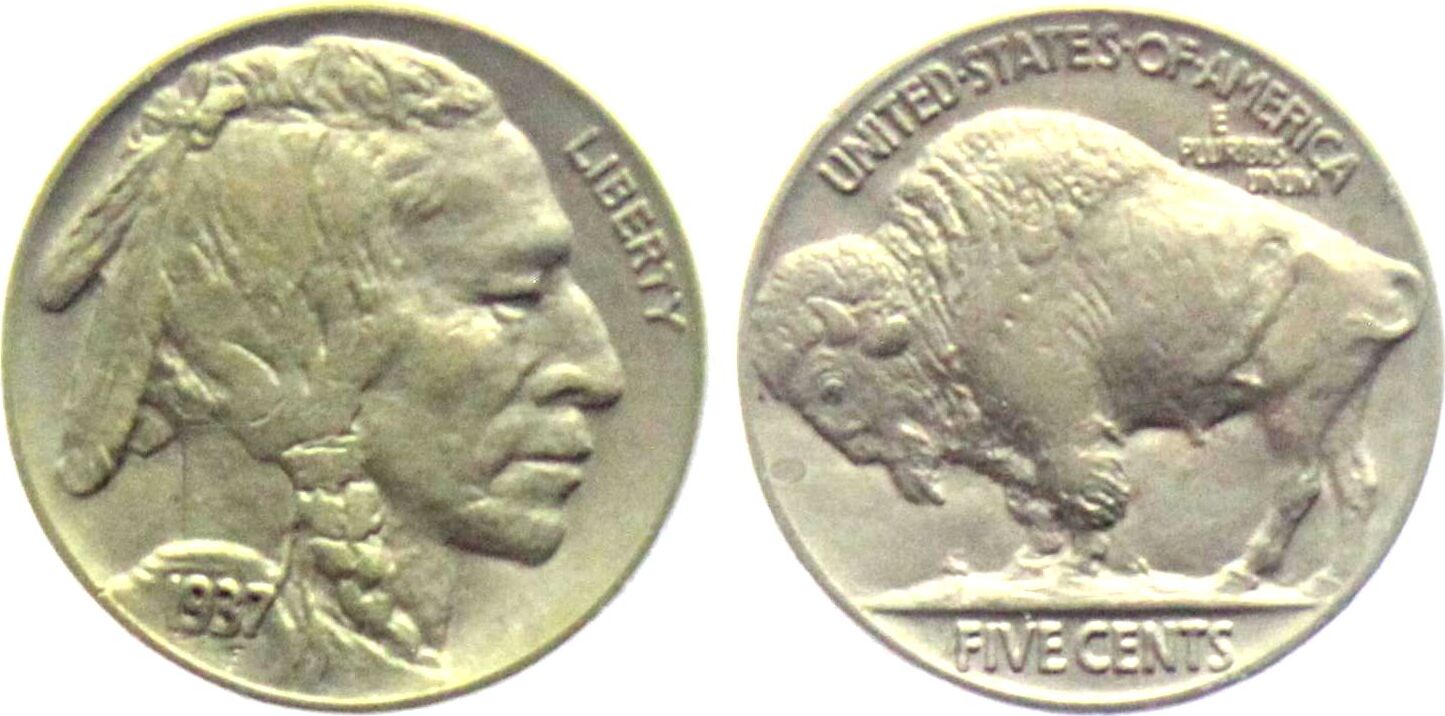 USA 5 Cents 1937 - Philadelpha Buffalo - Indian Head EF | MA-Shops