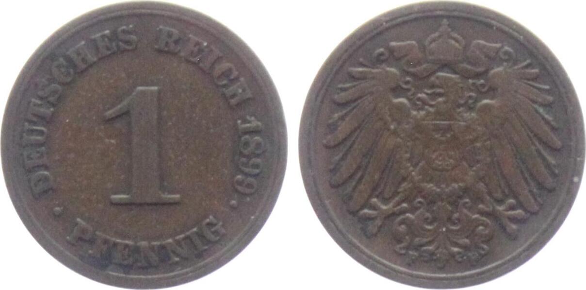 Kaiserreich 1899 F 1 Pfennig - großer Adler VF+ | MA-Shops