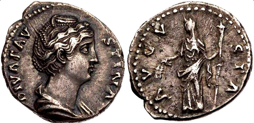 Römisches Kaiserreich Denar 141 - Rom Diva Faustina I (140-141) EF | MA-Shops