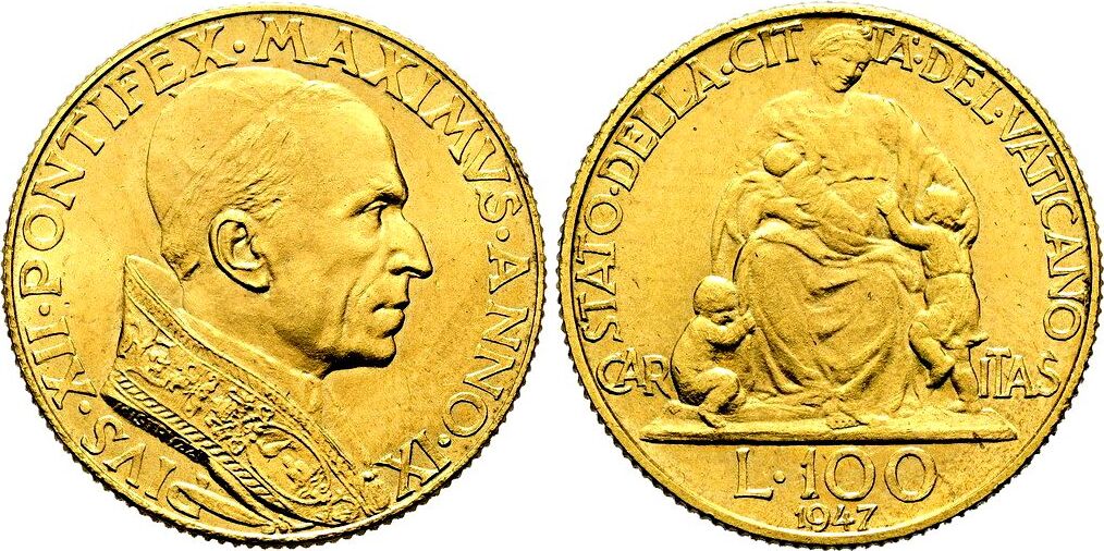 Vatikan 100 Lire 1947 (IX) - Rom Pius XII. (1939-1958) EF | MA-Shops