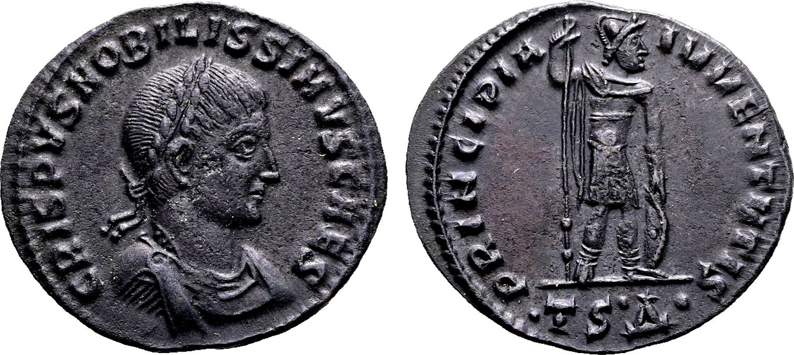 Römisches Kaiserreich Follis 316-326 - Thessaloniki Crispus als Caesar ...