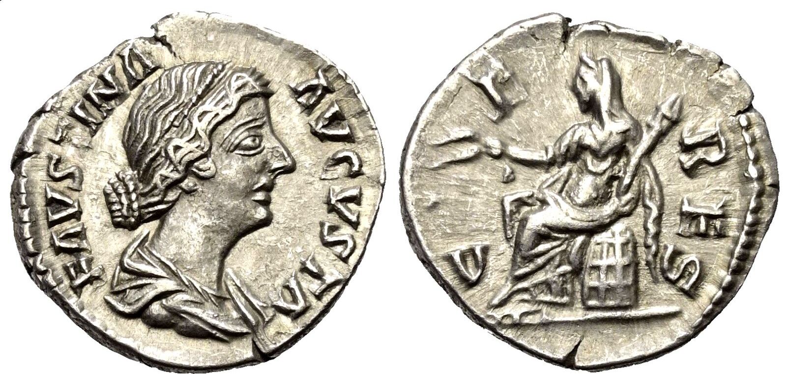 Römisches Kaiserreich Denar 174-176 - Rom Faustina II. (gest. 176) - Ehefrau von Marcus Aurelius ...