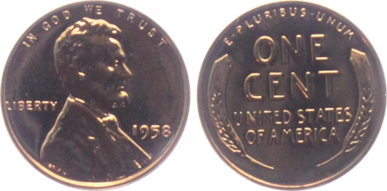 USA 1958 1 Cent - Lincoln Wheat Proof | MA-Shops