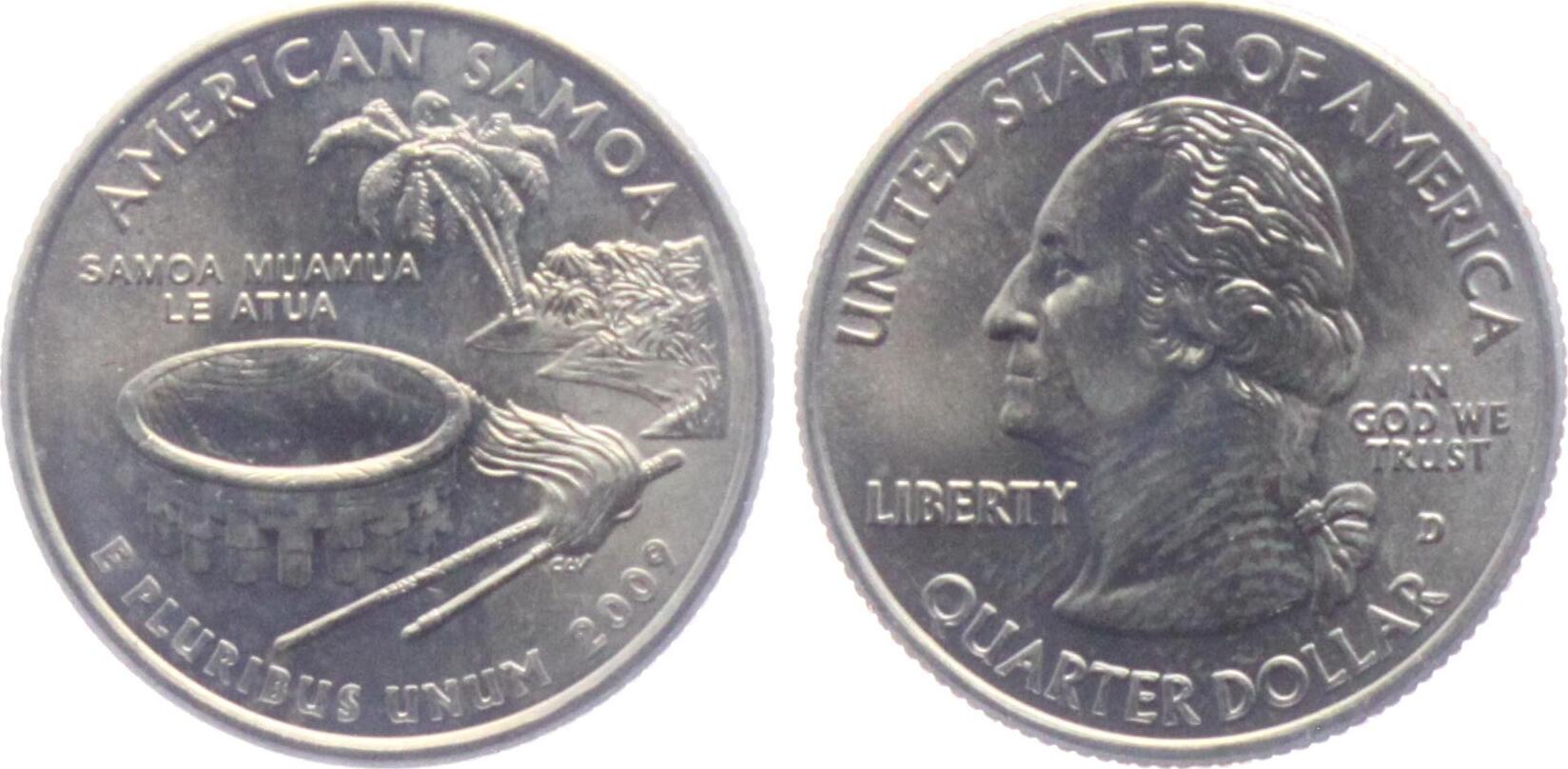 USA 1/4 Dollar - Quarter 2009 D American Samoa - Palme - Trommel ...