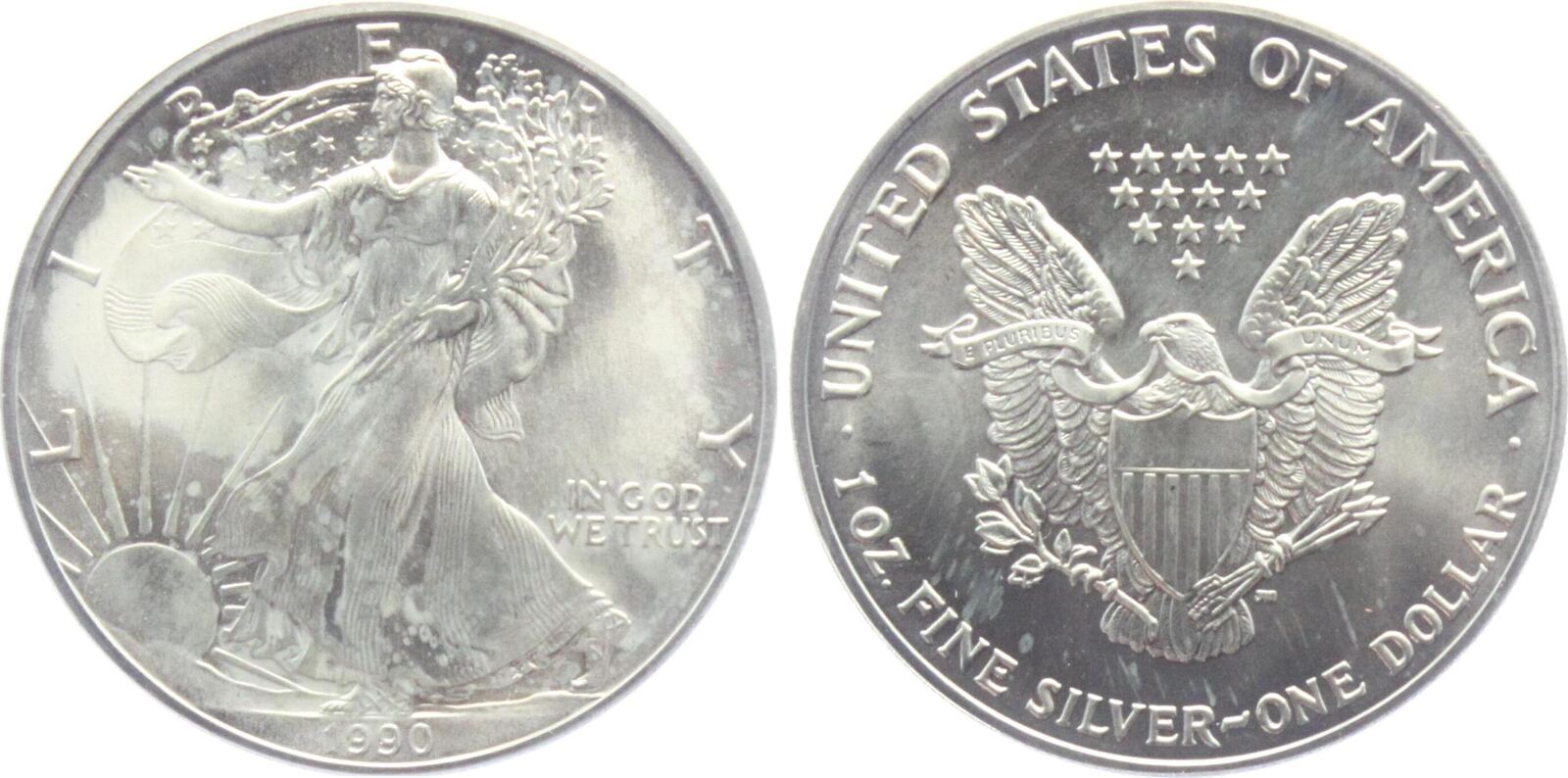 USA 1 Dollar 1990 1 Unze Silber Eagle BU (MS65-70) | MA-Shops