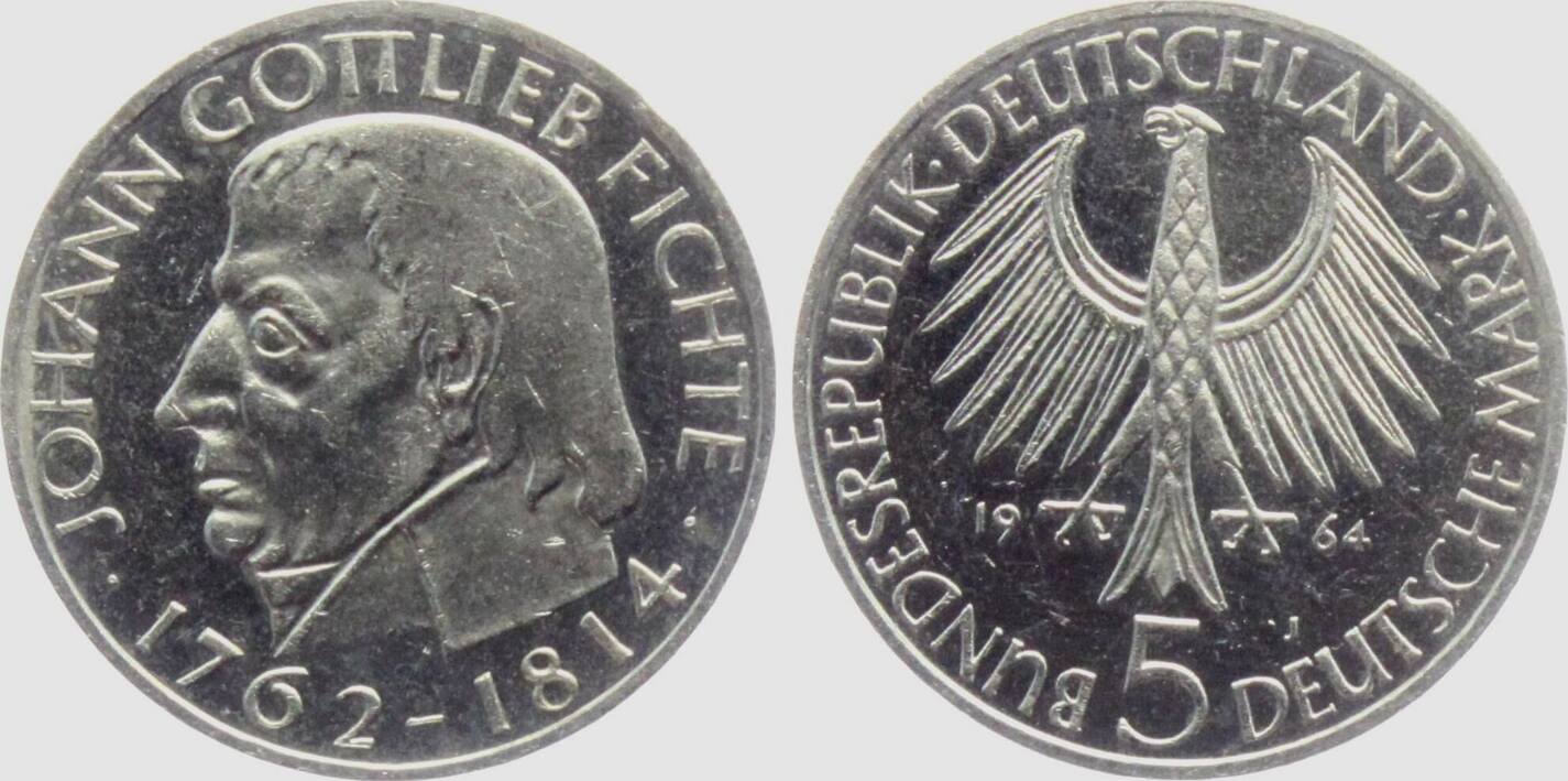 Deutschland 5 Mark 1964 J Fichte UNC | MA-Shops