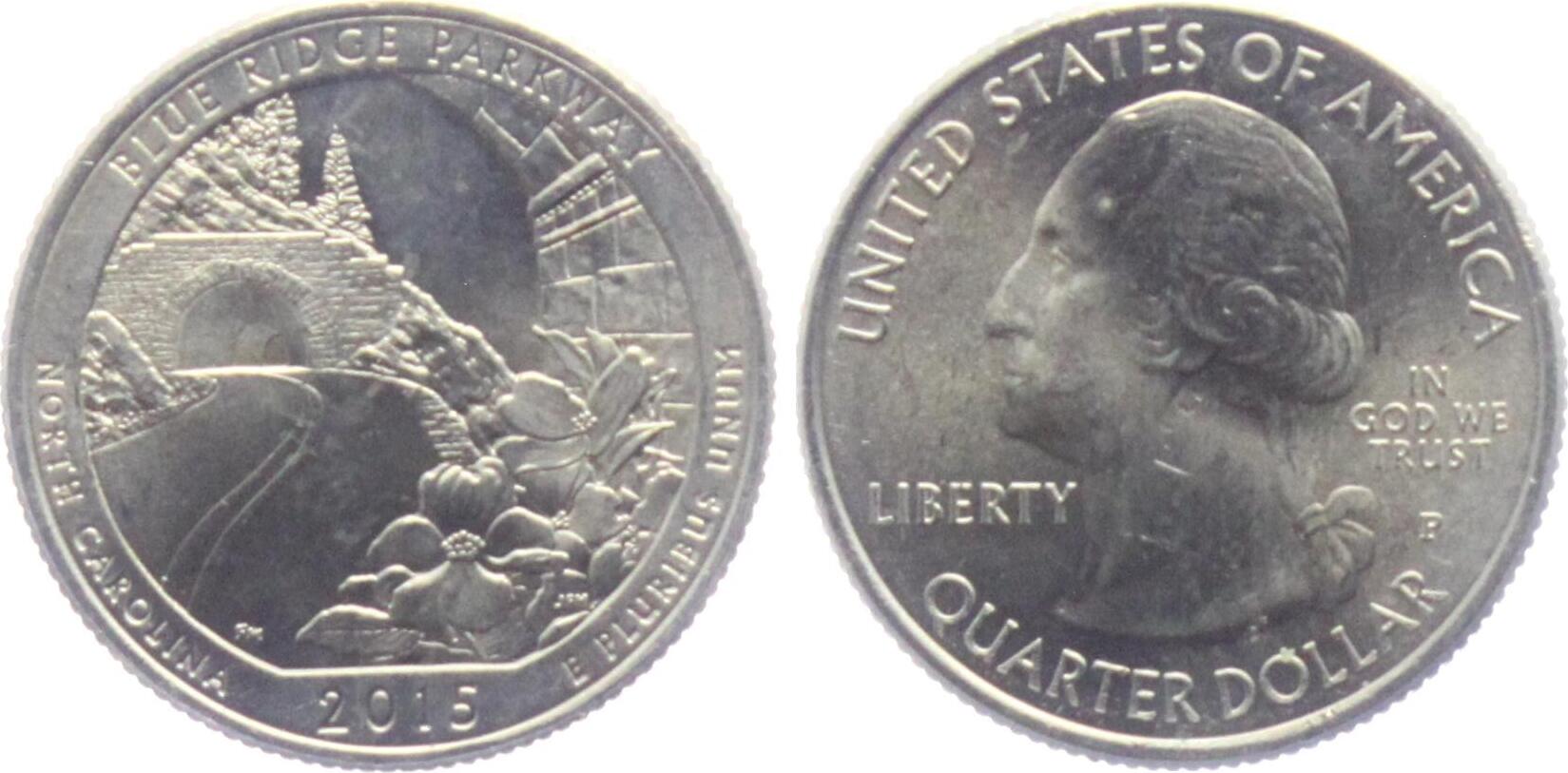 USA 1/4 Dollar - Quarter 2015 P National Parks - North Carolina - Blue ...