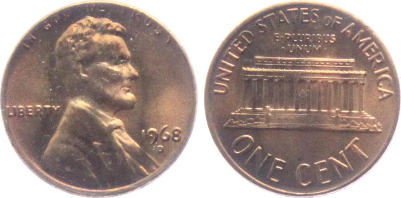USA 1968 D 1 Cent - Lincoln Memorial unc | MA-Shops