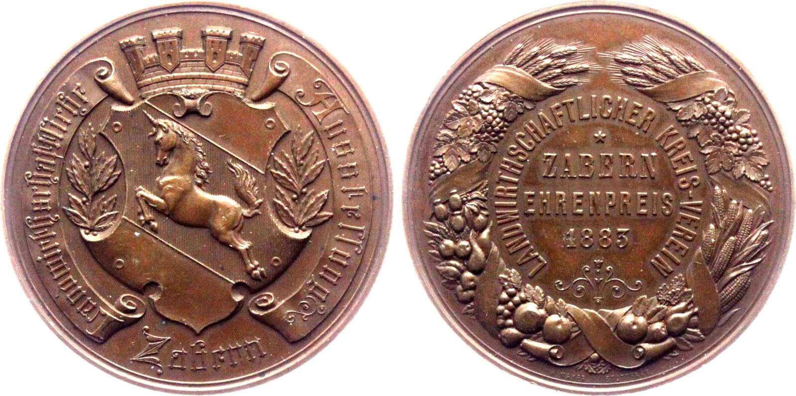 Zabern - Saverne Bronzemedaille Auf die Landwirtschaftlich ...