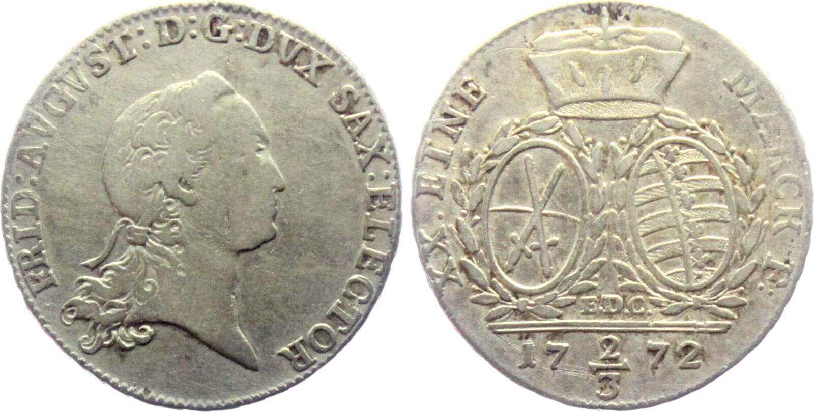 Sachsen 2/3 Taler 1772 EDC - Dresden Friedrich August III. - (1763-1827 ...
