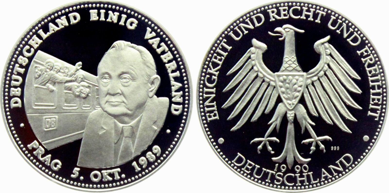 Deutschland Silbermedaille 1991 Wiedervereinigung - Genscher in der ...