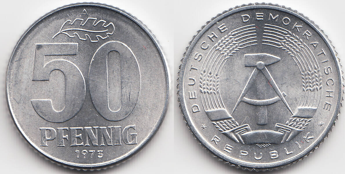 DDR 50 Pfennig 1973 A Aluminium CH UNC / BU | MA-Shops