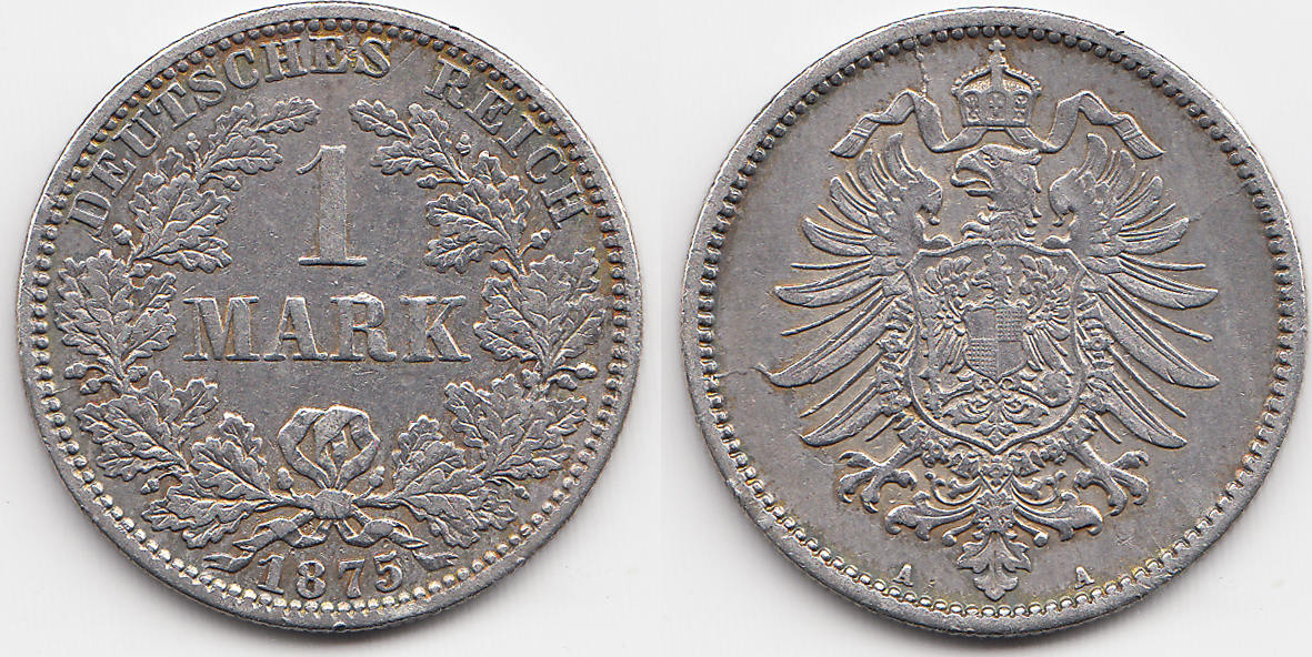 Kaiserreich 1 Mark 1875 A kleiner Adler - Silber sehr schön+ - leicht ...