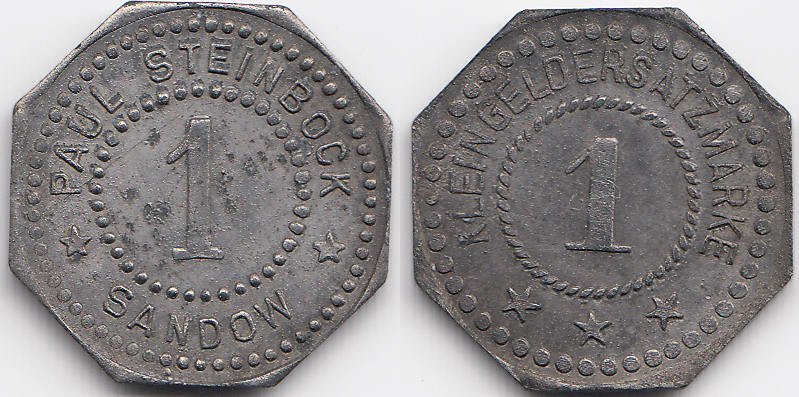 Brandenburg - Sandow 1 Pfennig ohne Jahr Paul Steinbock Sandow (H.824.1 ...