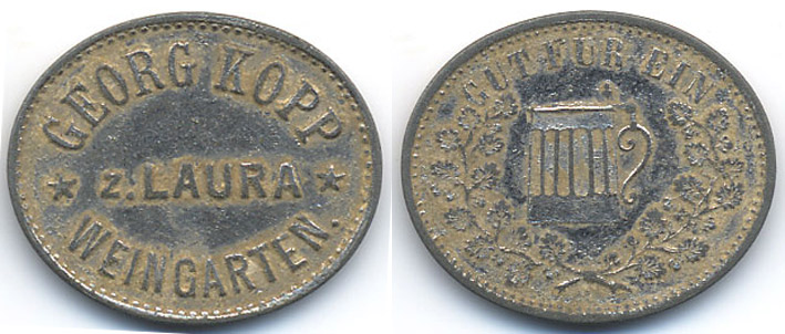 Württemberg - Weingarten Gut für ein Bier ohne Jahr Georg Kopp z. Laura ...