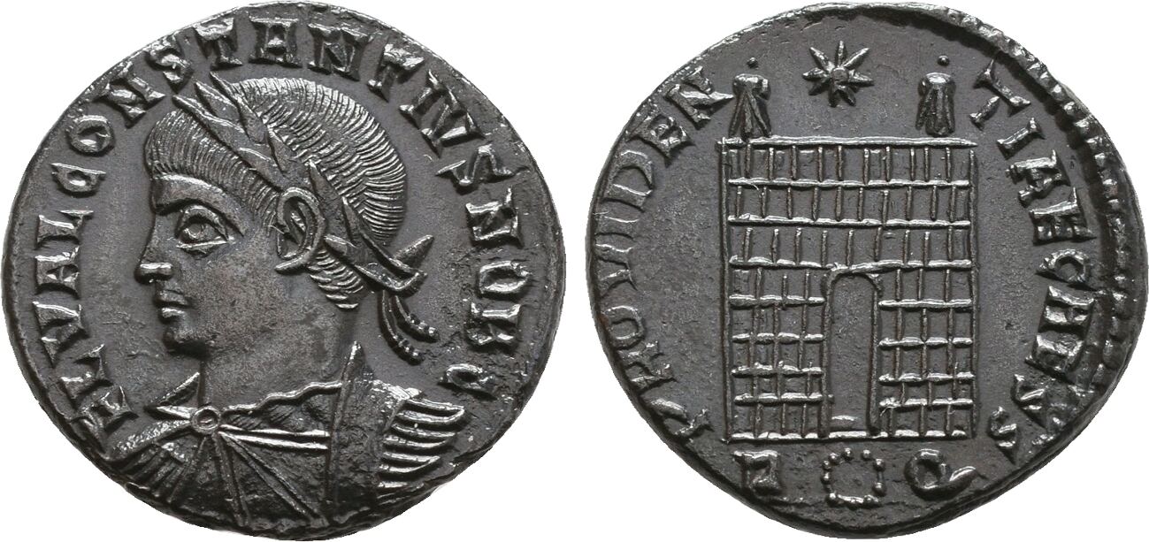 Constantius II Caesar (324-337) Follis 326 n. Chr. Roma, Portra ...