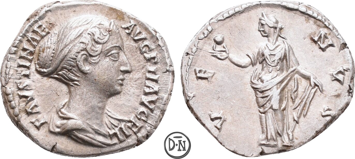 Faustina Minor (147-176) Denar 147-161 n. Chr. Rom, Büste / Venus mit Apfel und Ruder ...