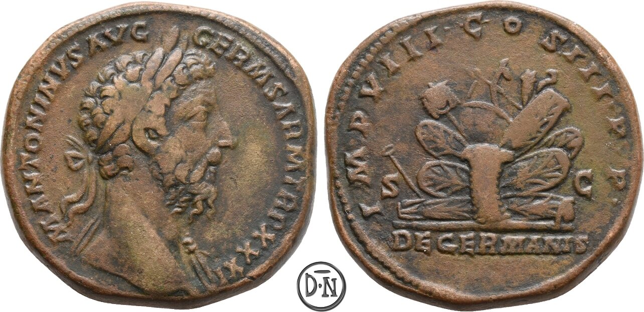 Marcus Aurelius (161-180) Sesterz 176-177 n. Chr. Rom, Büste ...