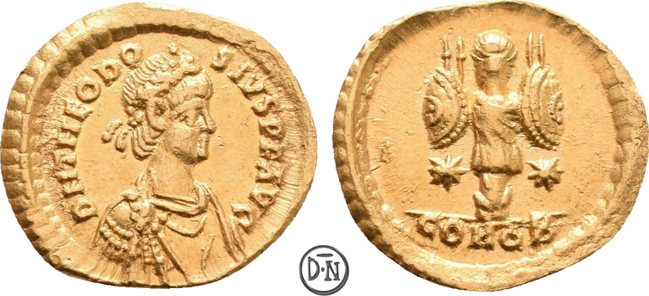 Theodosius II (402-450) Tremissis 441-450 n. Chr. Constantinopolis ...