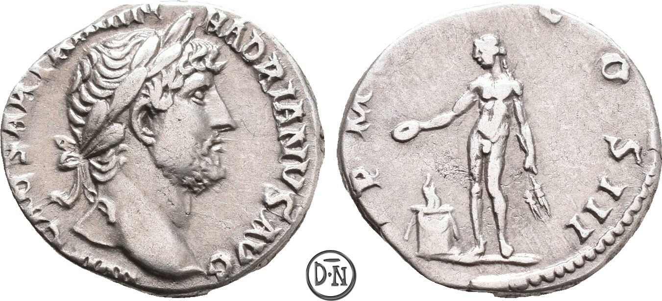 Hadrian (117-138) Denar 120-121 n. Chr. Roma, Büste / Bonus Eventus mit ...