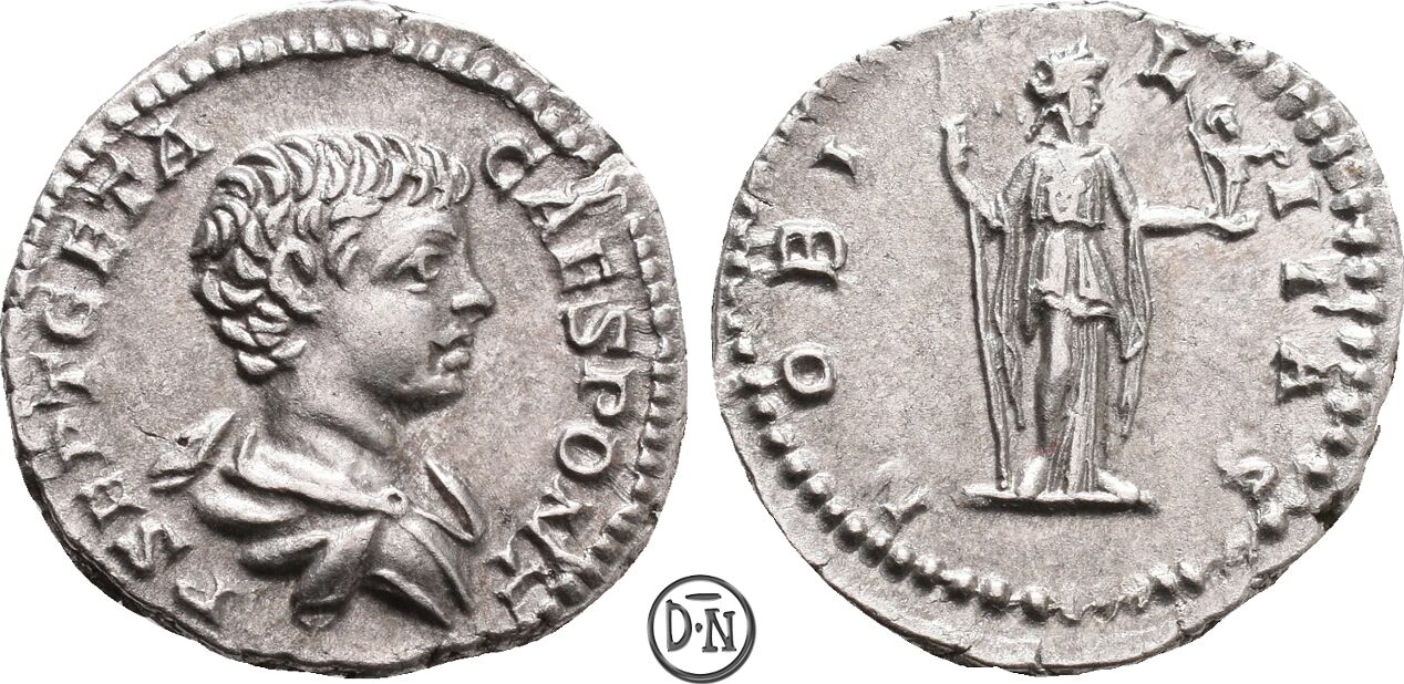 Geta Caesar (198-209) Denar 200-202 n. Chr. Roma, Büste / Nobilitas mit ...