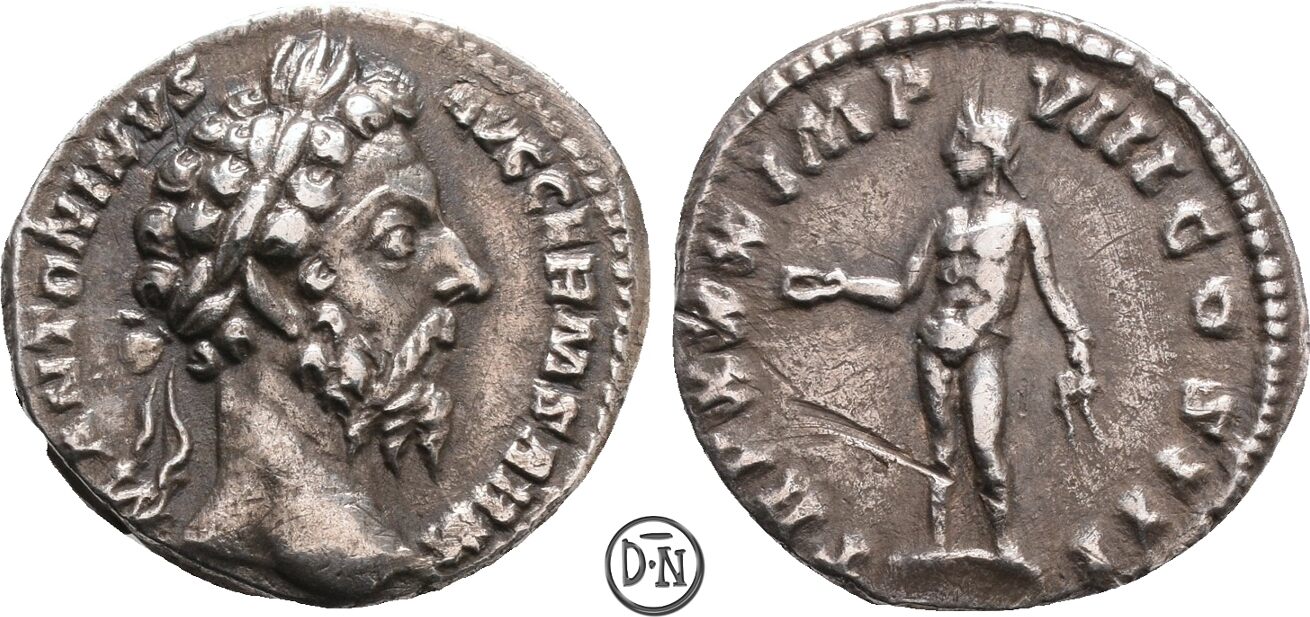 Marcus Aurelius (161-180) Denar 175-176 n. Chr. Rom, Kopf / Bonus ...