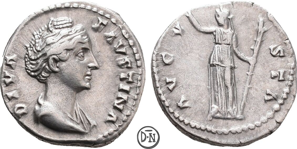 Diva Faustina Maior (+ 141 n. Chr.) Denar 141-161 n. Chr. Roma, Büste / Kaiserin-Ceres mit ...