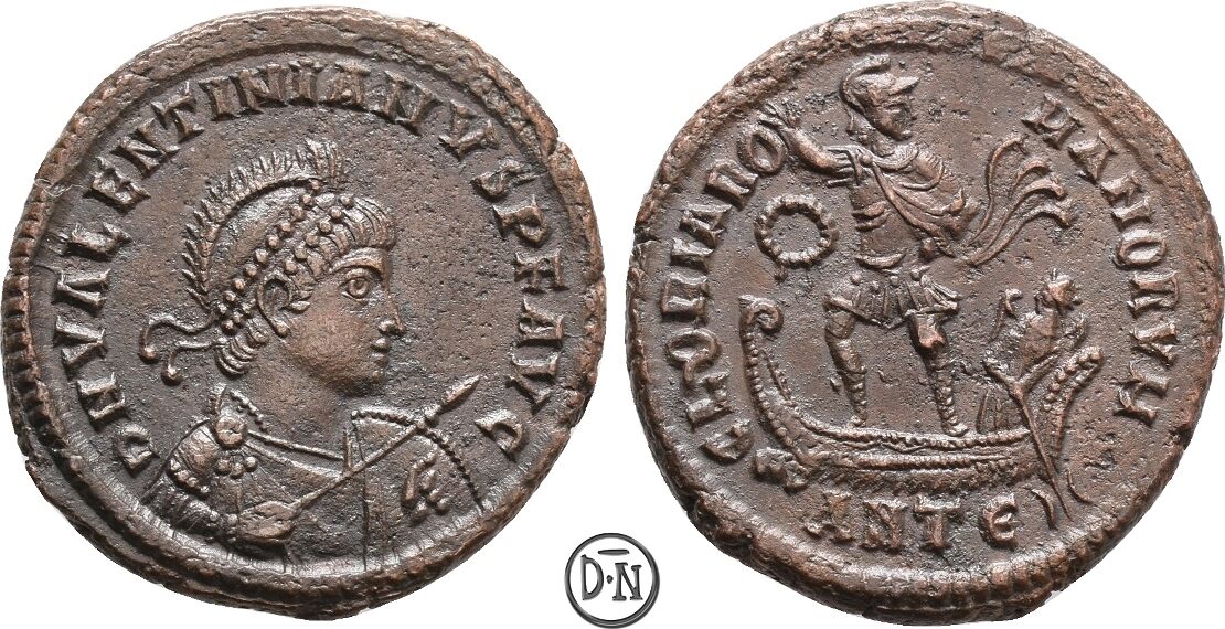 Valentinianus II (375-392) AE 2 378-383 n. Chr. Antiochia, Büste ...