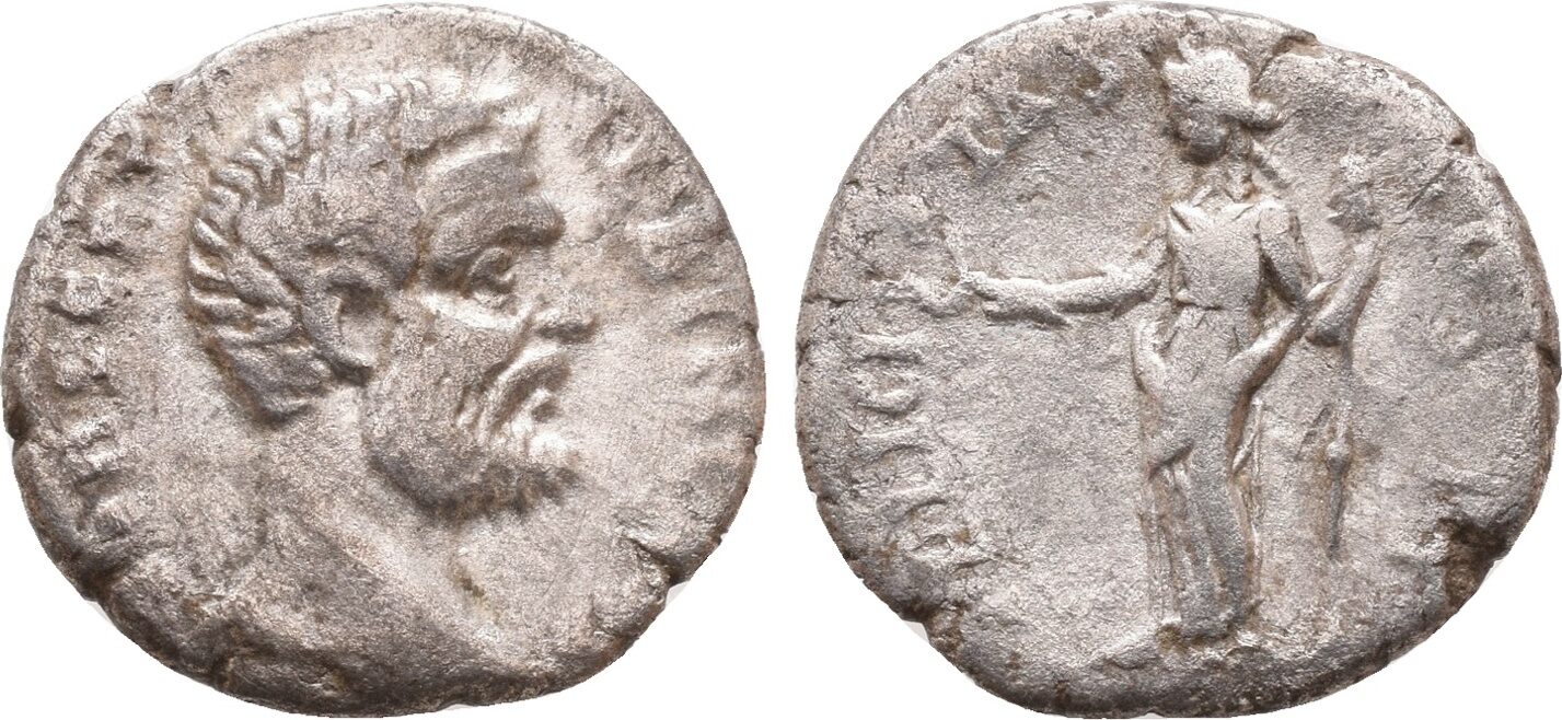 Clodius Albinus Caesar Denarius 194 n. Chr. Alexandria, selten F-VF ...