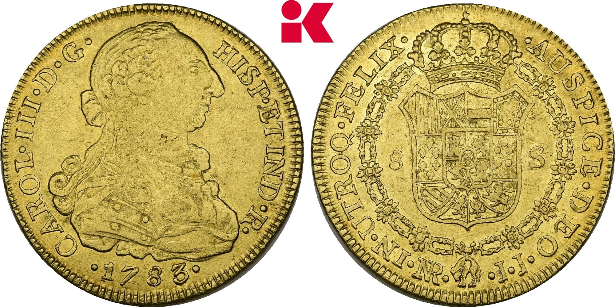 PERU 8 Escudos 1783 Carlos III., 1759-1788. VF-EF | MA-Shops