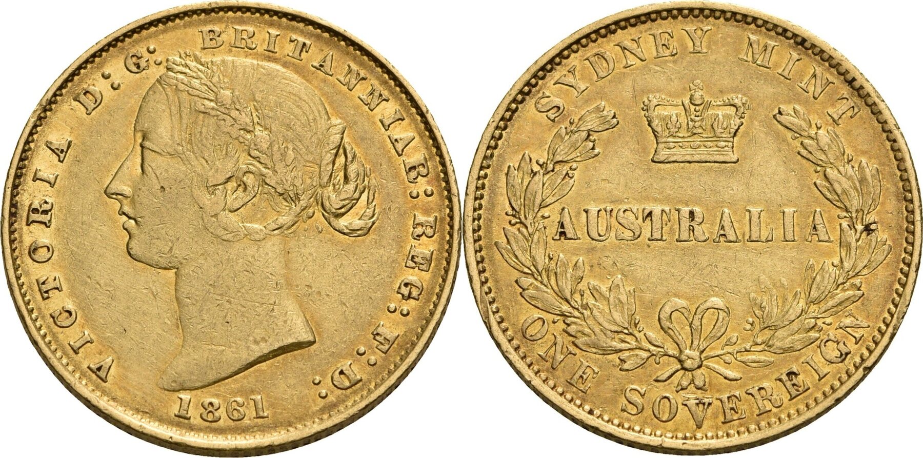 Australien Sovereign, Sydney 1861 Victoria, 1837-1901 VF / VF+, min ...