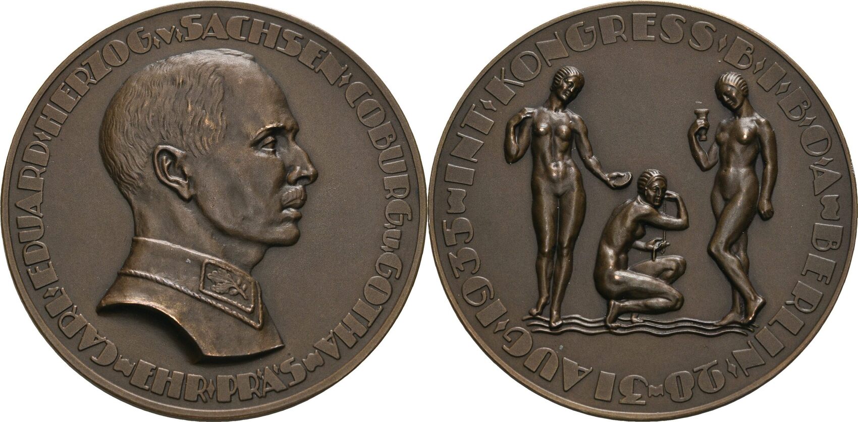 Sachsen-Coburg und Gotha Bronzemedail, unsigniert, v. M.A. v ...