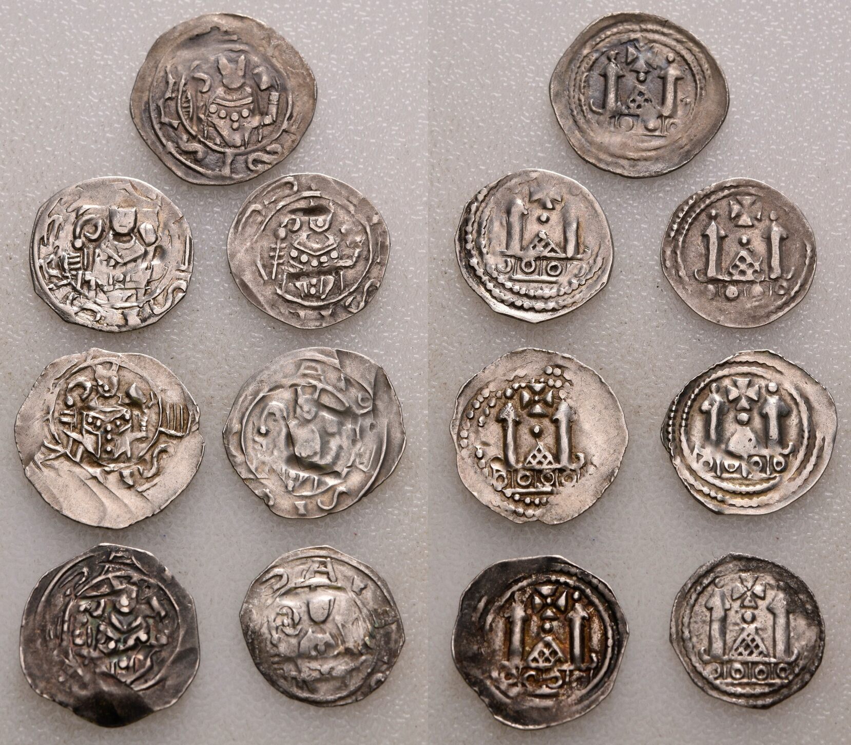 Salzburg, Erzstift Lot: 7 x Pfennig Adalbert II. von Böhmen, 1168-1177 ...