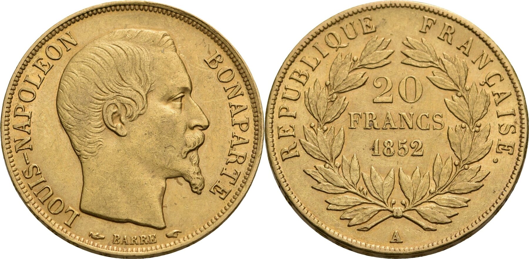 Frankreich 20 Francs A, Paris 1852 Napoléon III., 1852-1870 VF / VF+ ...