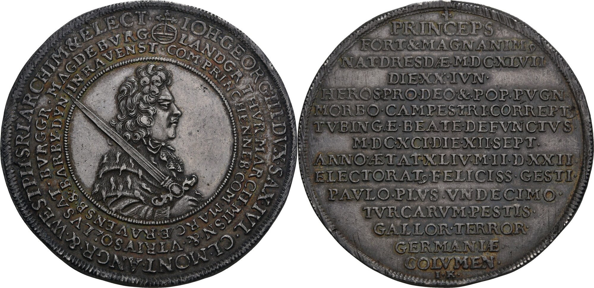 Sachsen Reichstaler, Dresden 1691 Johann Georg III., 1680-1691 aEF, min ...