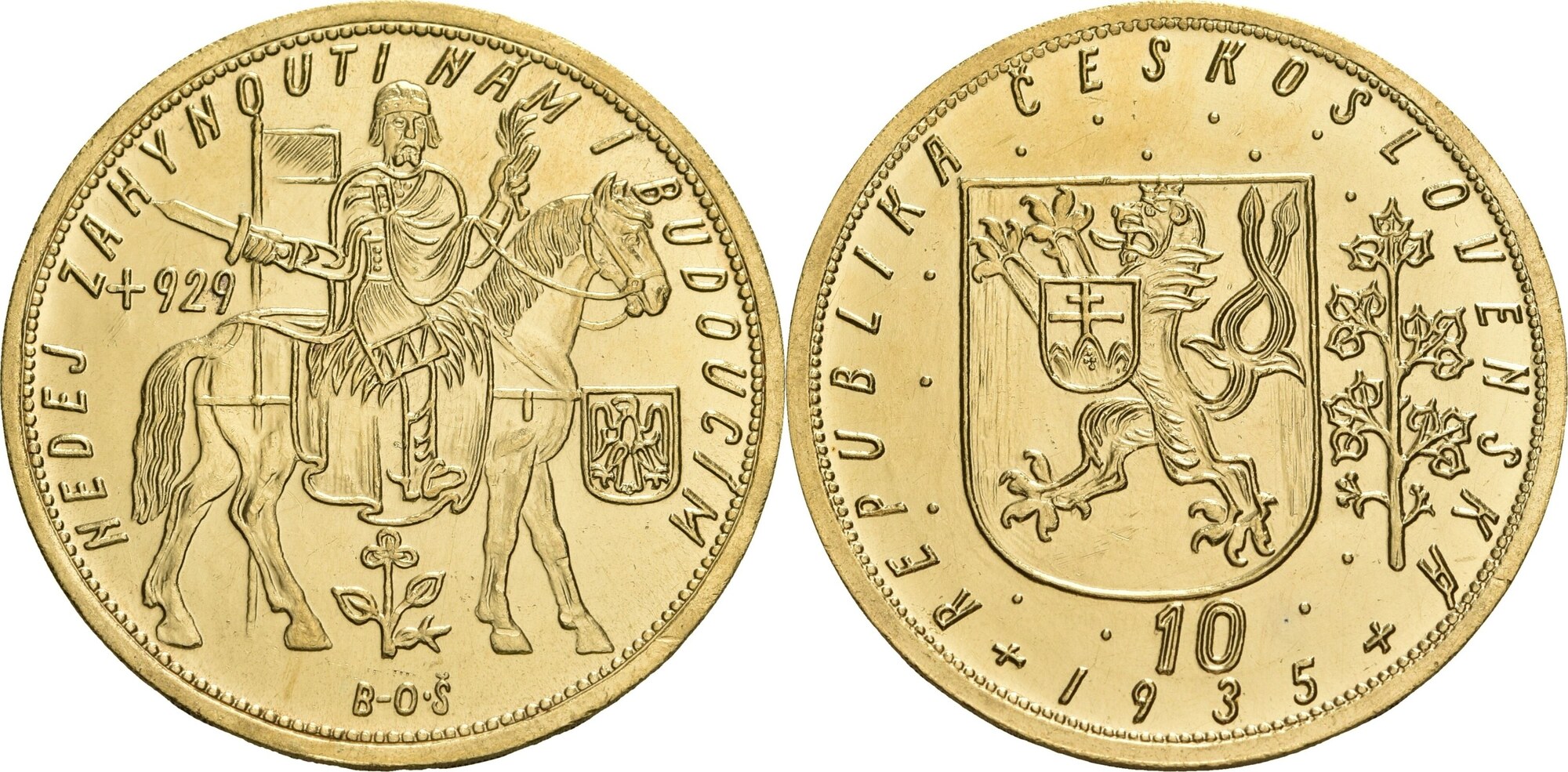 Tschechoslowakei 10 Dukaten, Kremnitz 1935 Republik UNC-., winz ...