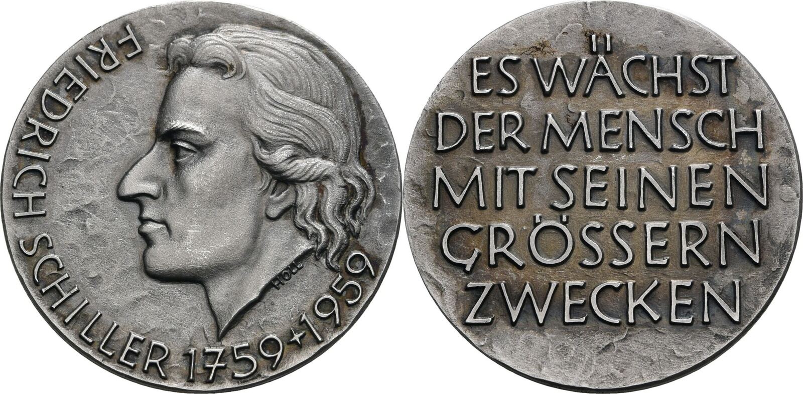 Personenmedaillen Silbermedaille, v. A. Holl 1959 Friedrich Schiller ...