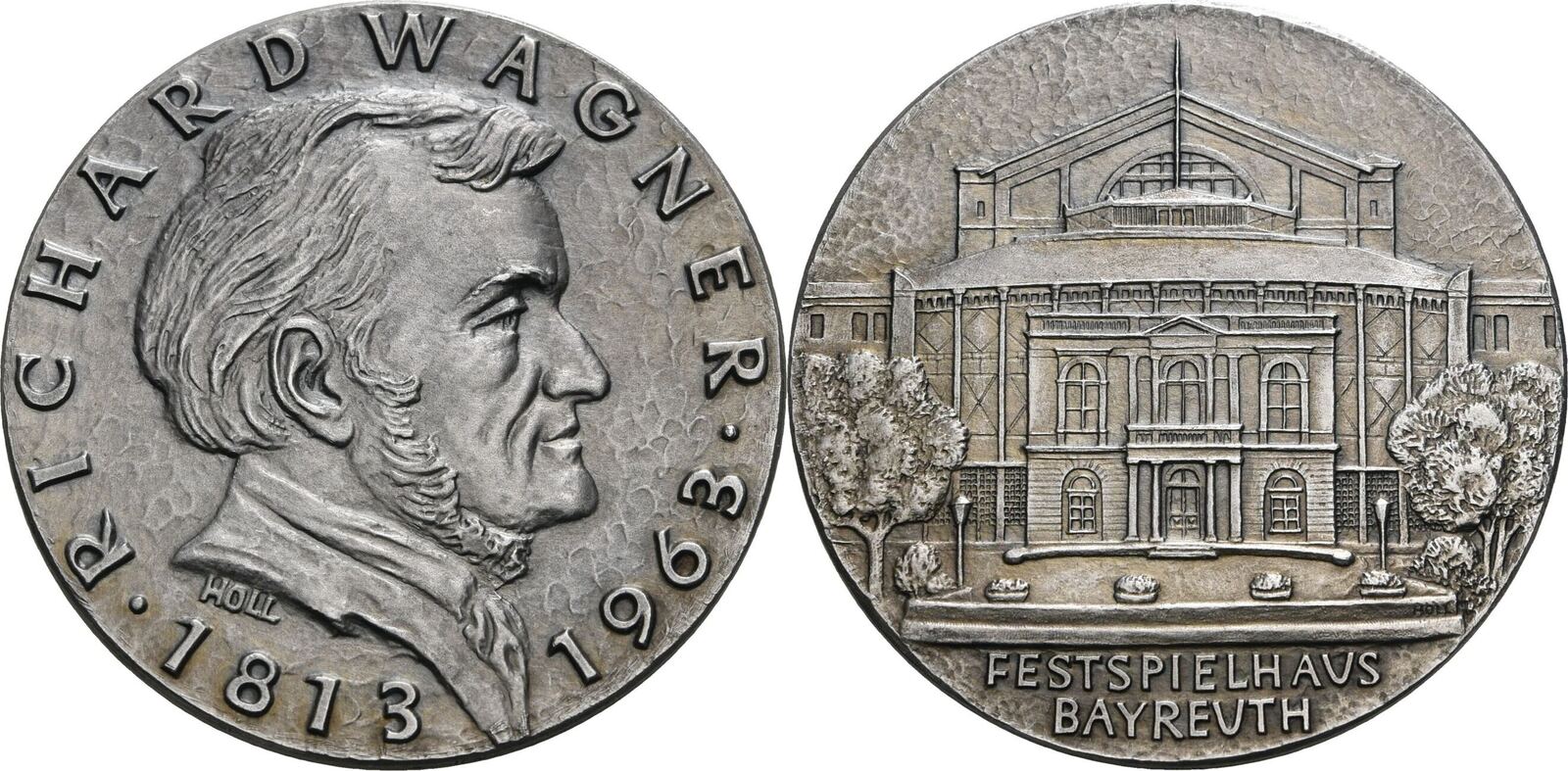 Personenmedaillen Silbermedaille, v. A. Holl 1963 Richard Wagner, 1813 ...