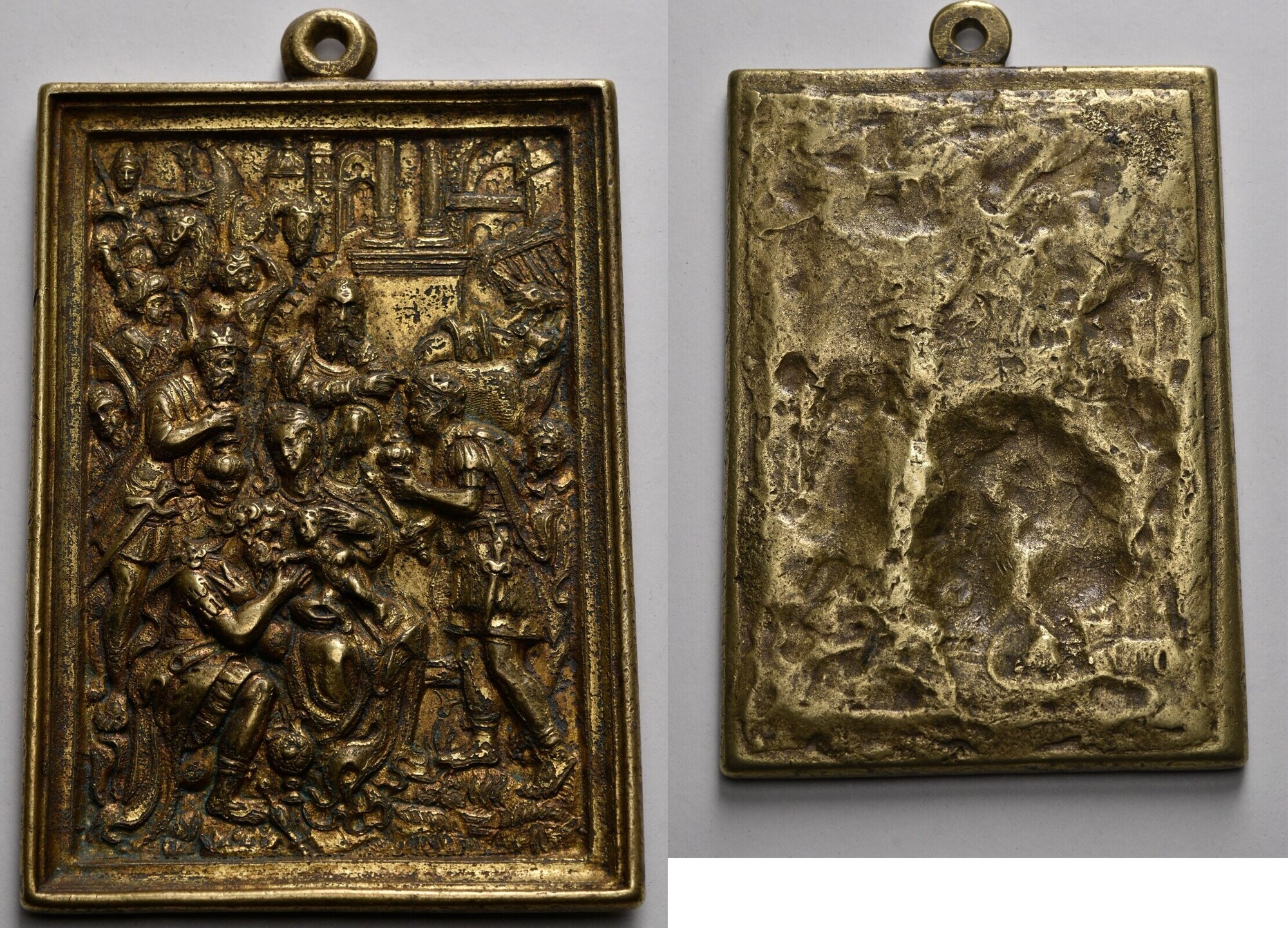 Renaissance Vergoldete einseitige Bronzegussplakette o.J. (Anfang 17 ...