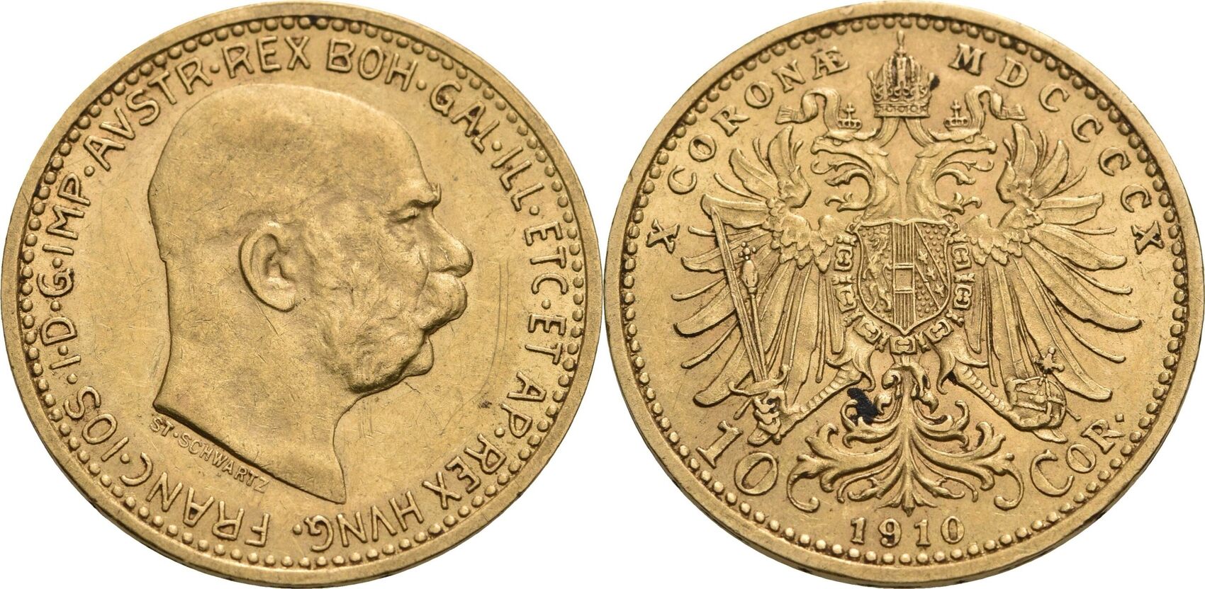 Kaiserreich Österreich 10 Kronen, Wien 1910 Franz Joseph I., 1848-1916 ...