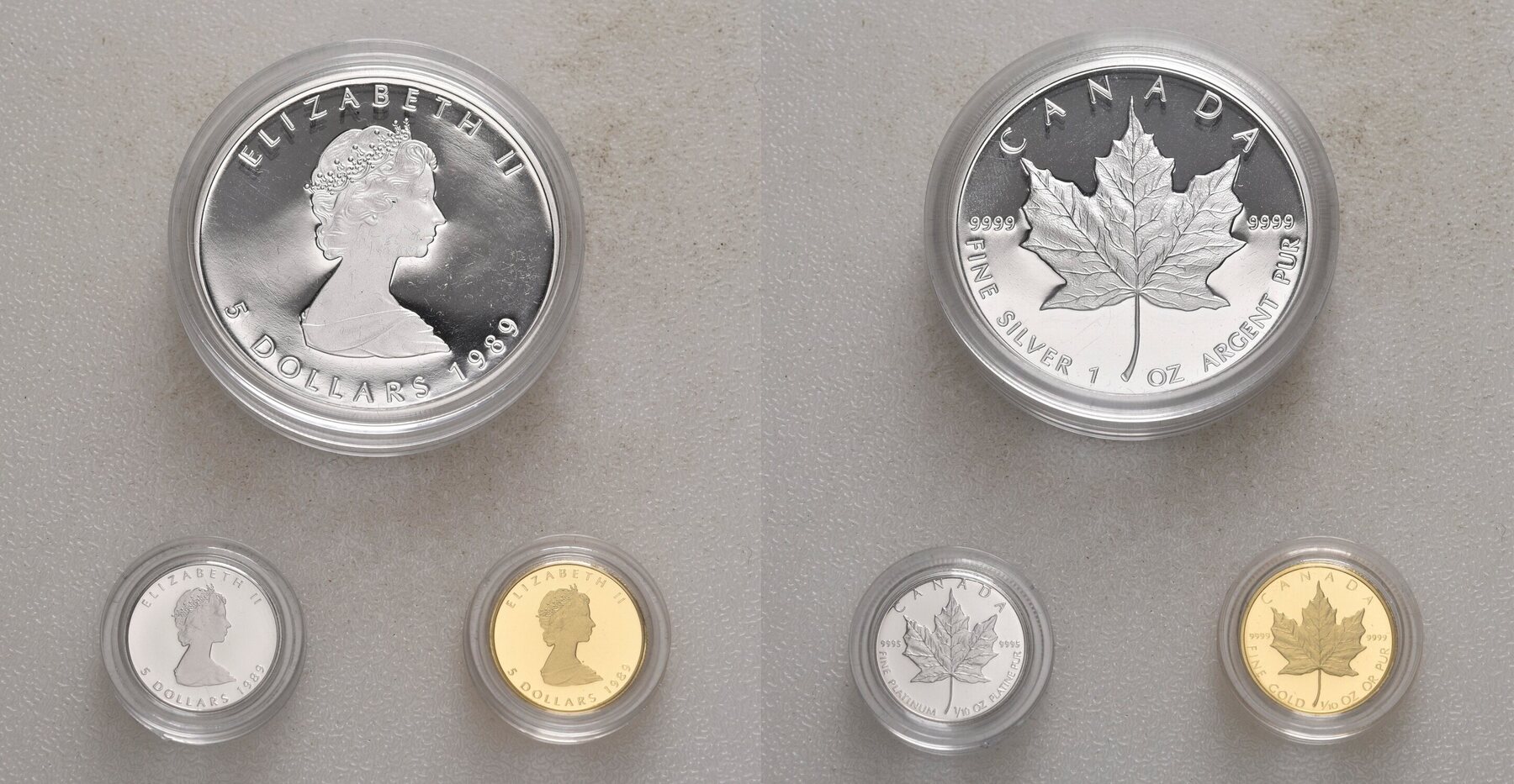 Kanada Set aus 1 Dollar, 5 Dollars und 5 Dollars, Ottawa 1989 Elisabeth ...
