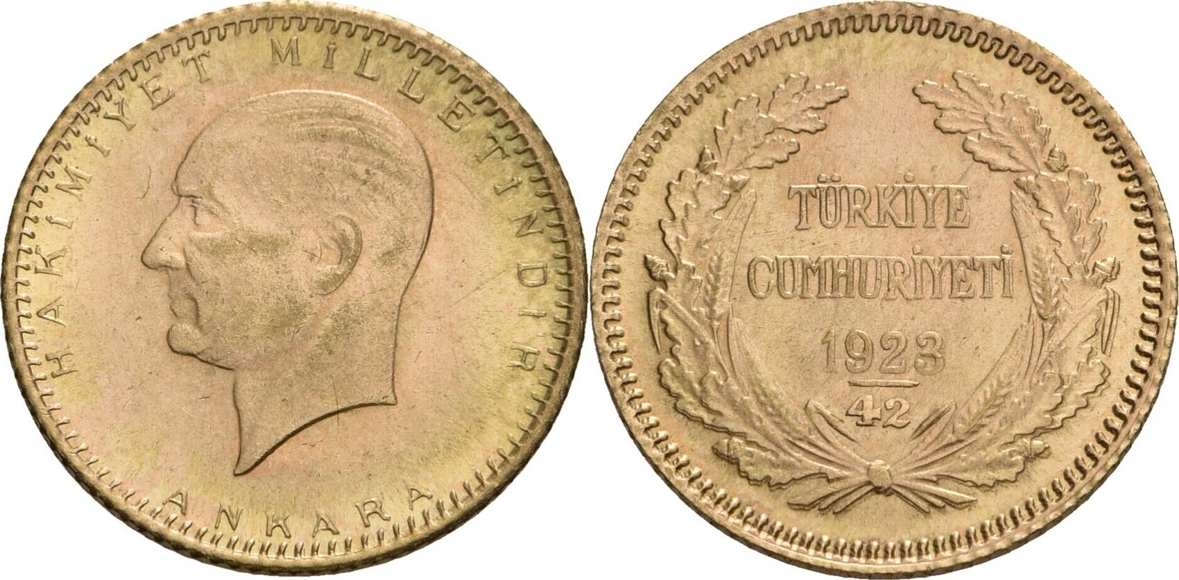 Türkei 25 Piaster, Ankara 1923/42 (1965) Republik, seit 1923 EF winz ...