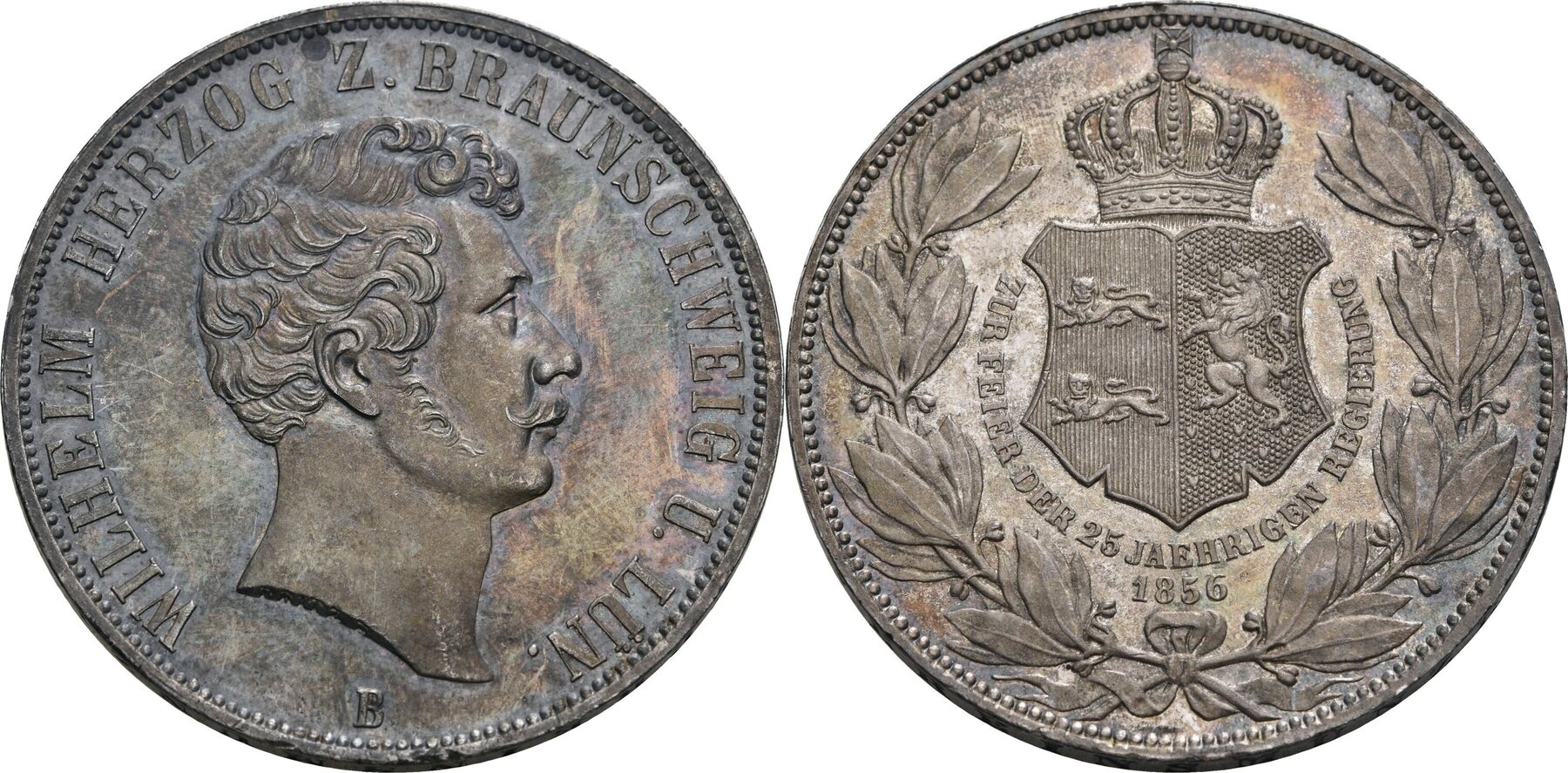Braunschweig-Wolfenbüttel Vereinsdoppeltaler B, Braunschweig 1856 Wilhelm, 1831-1884 UNC-., winz ...