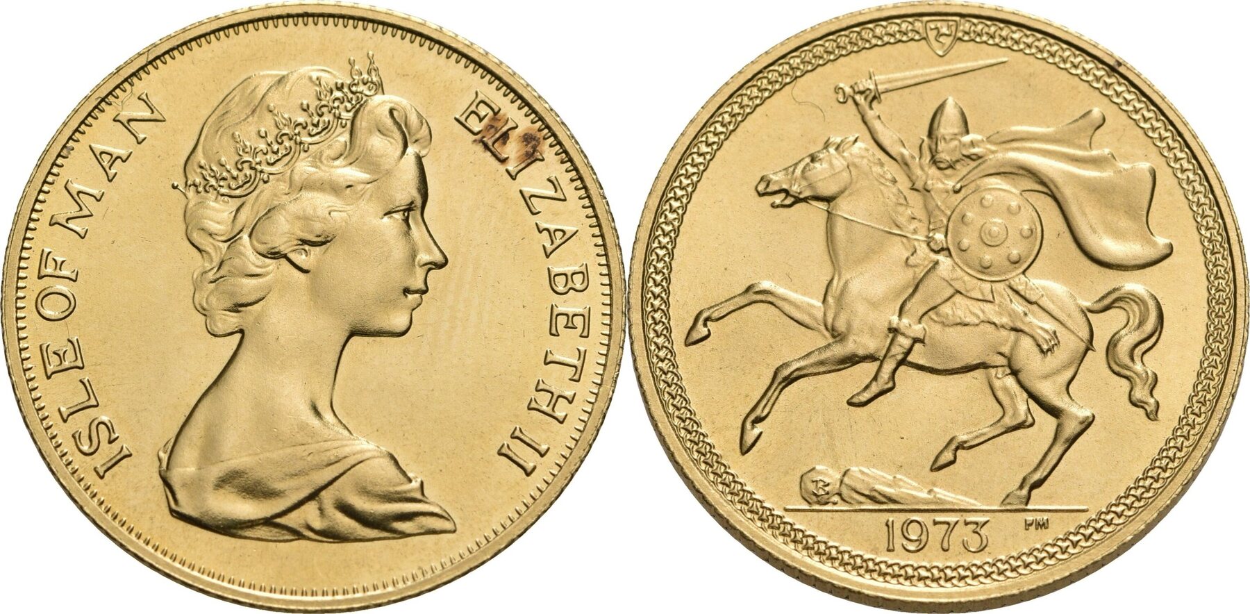 Isle of Man Sovereign, Pobjoy mint 1973 Elisabeth II., 1952-2022 UNC ...
