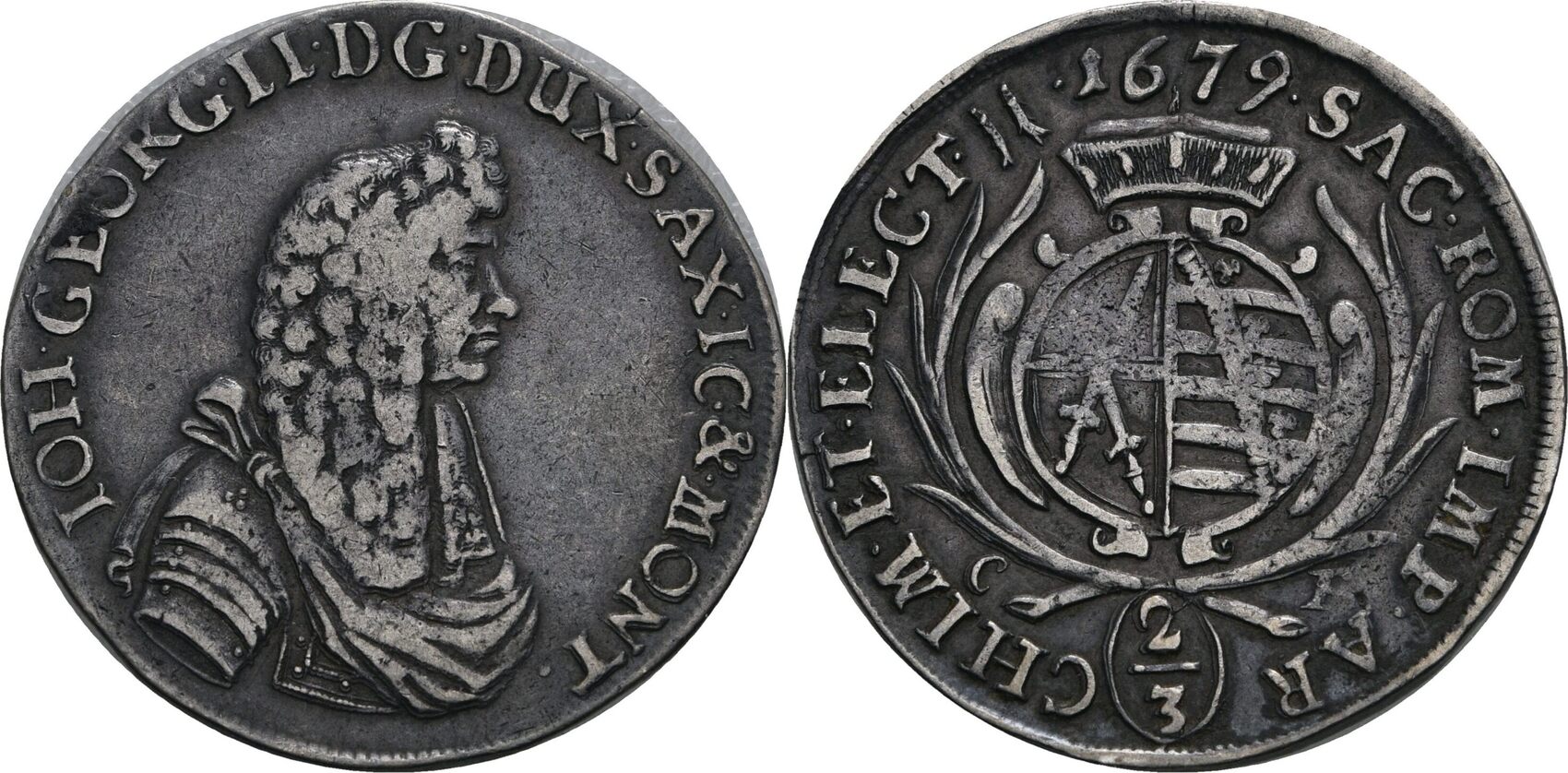 Sachsen, Kurfürstentum 2/3 Taler CF, Dresden 1679 Johann Georg II ...