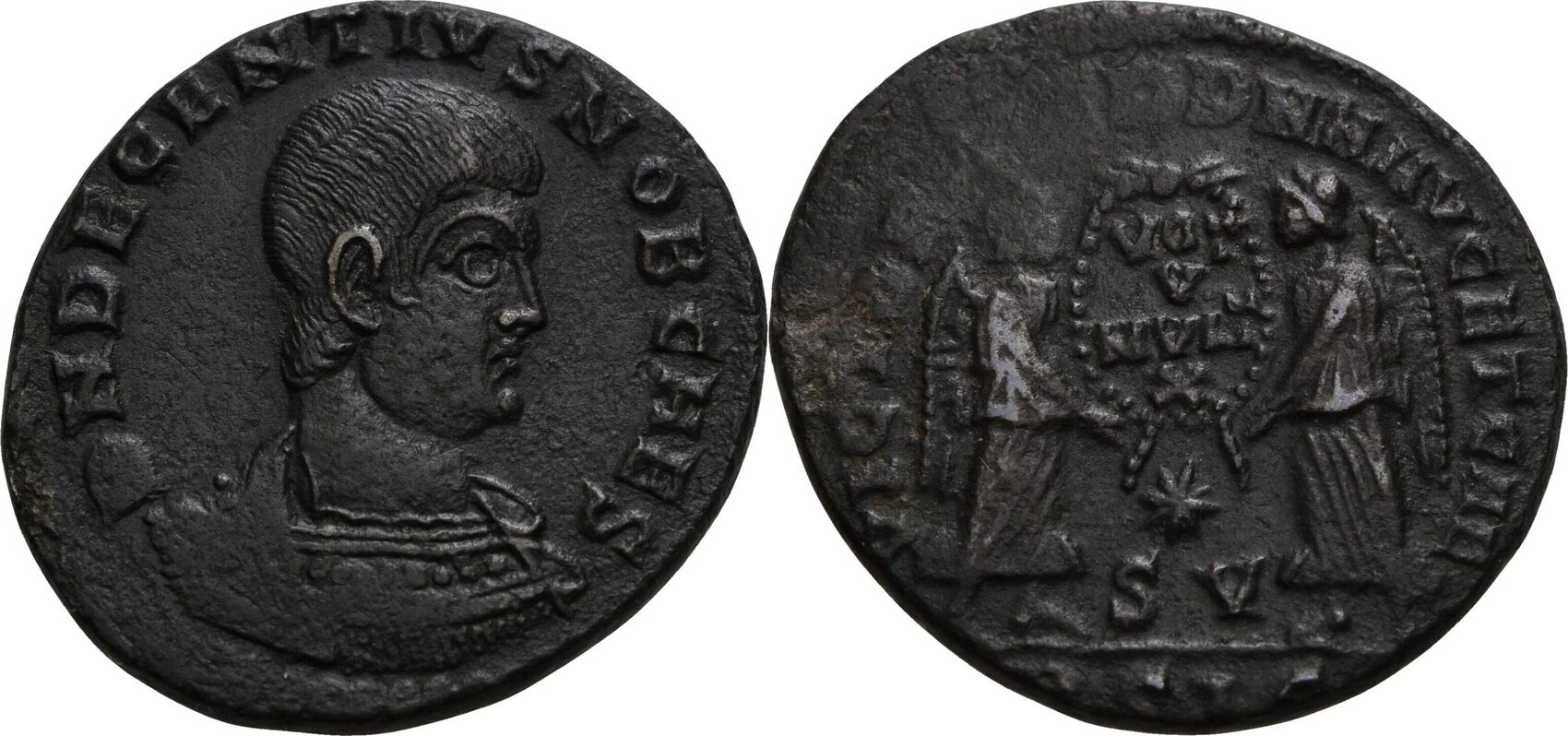 Rom Follis, Lyon 351-353 Magnentius, 350-353 für Decentius VF+, l ...
