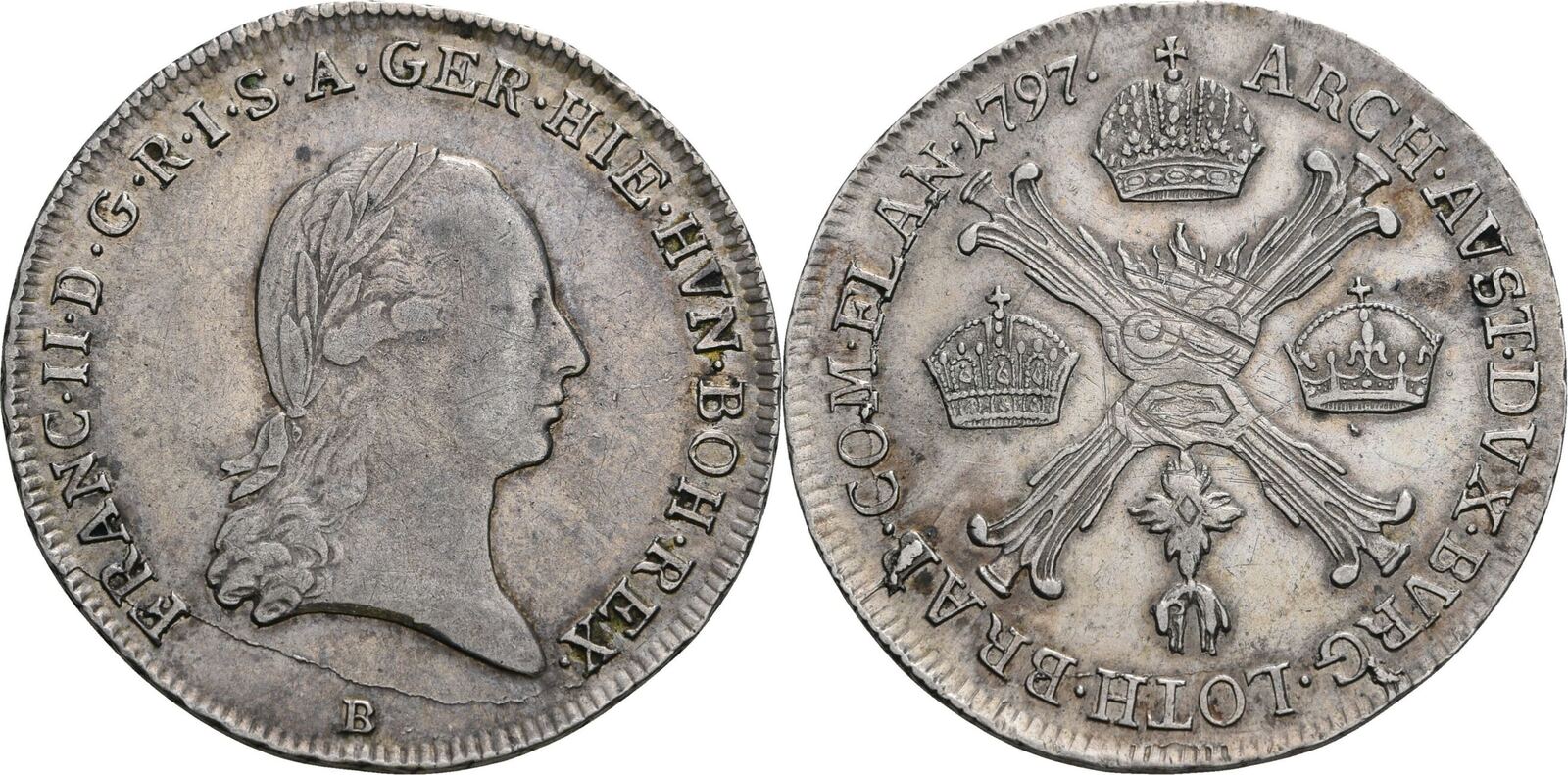 RDR 1/4 Kronentaler B, Kremnitz 1797 Franz II., 1792-1804 VF+, leichter Stempelfehler | MA-Shops