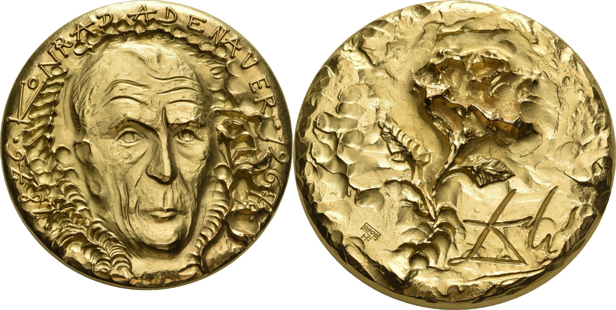 BRD Goldmedaille, Entwurf v. Saladore Dali 1967 auf den Tod von Konrad ...