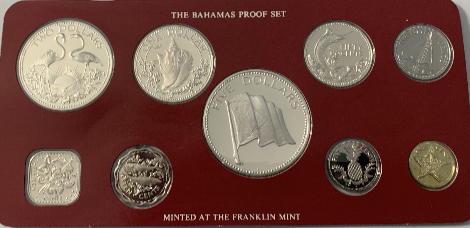 Bahamas Proof set: 1 Cent - 5 Dollars 1976 Elisabeth II., 1952-2022 ...