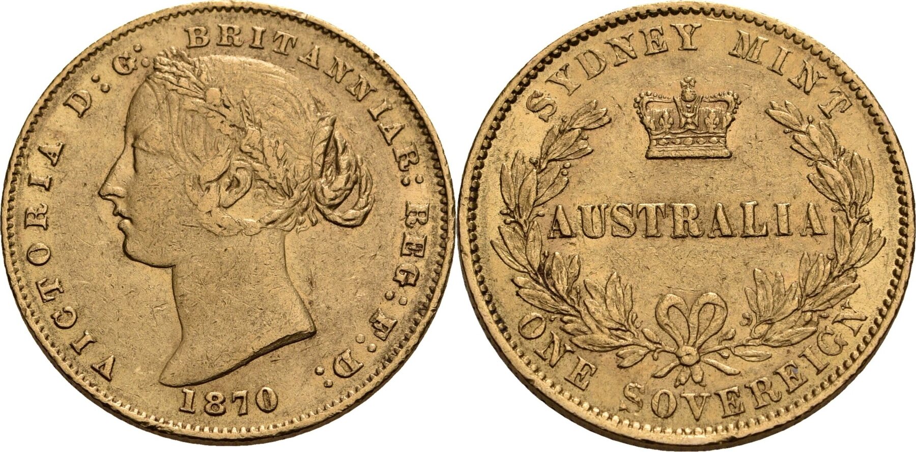 Australien Sovereign, Sydney 1870 Victoria, 1837-1901 VF min. Kratzer ...